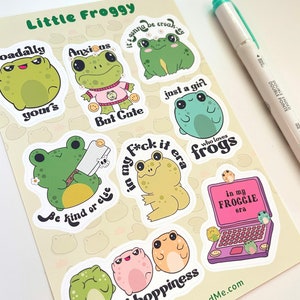 Waterproof Frog Sticker Sheet Journaling Stickers Frog Stickers ...