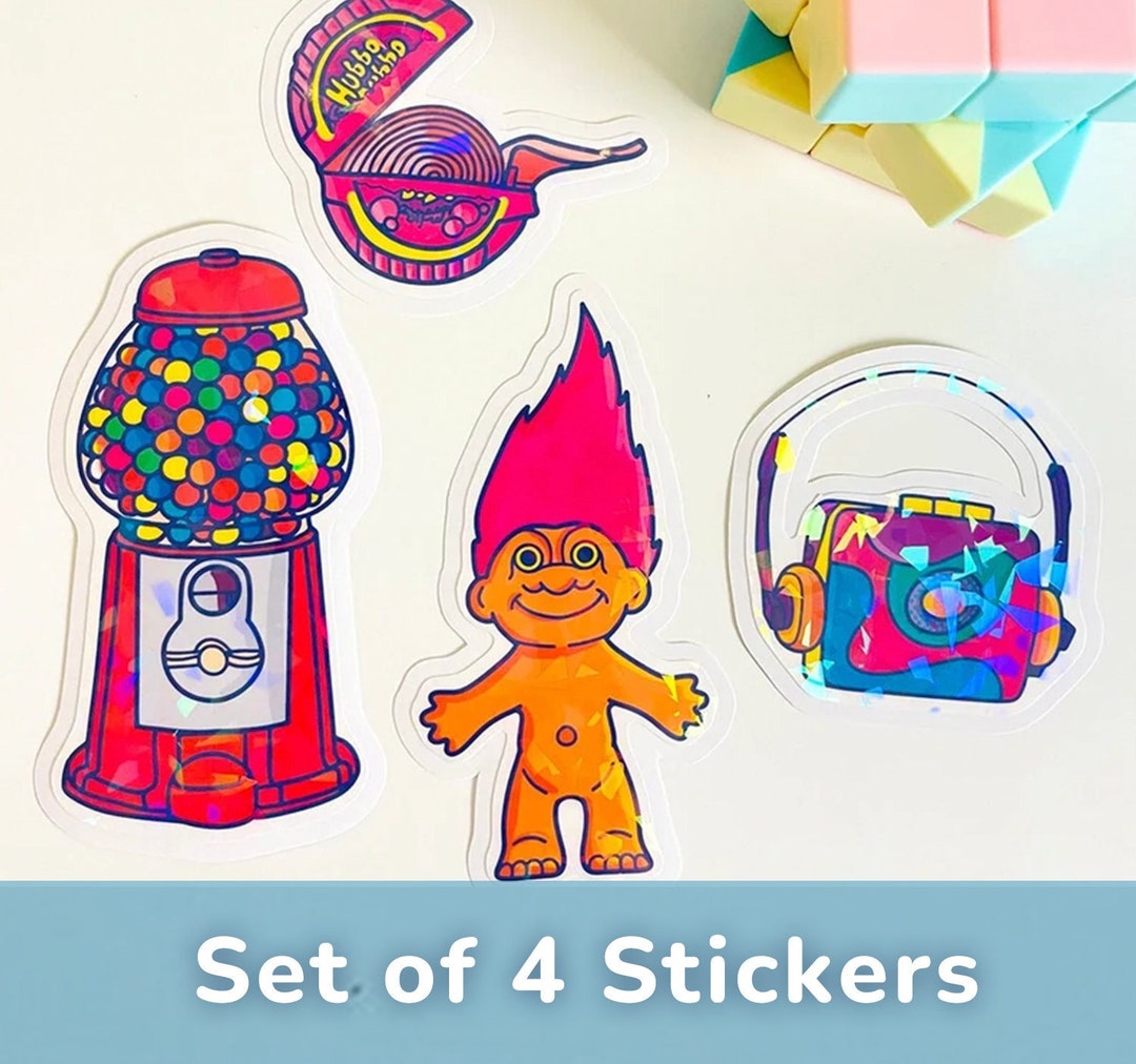 90s Nostalgia Holographic Sticker Set: Retro Die-cut Stickers - Etsy