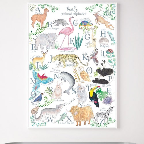 Animal Alphabet Poster. Watercolour Art Print. ABC. Alphabet - Etsy