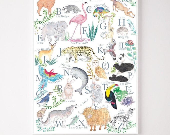 Animal Alphabet Poster. Watercolour Art Print. ABC. Alphabet Print ...