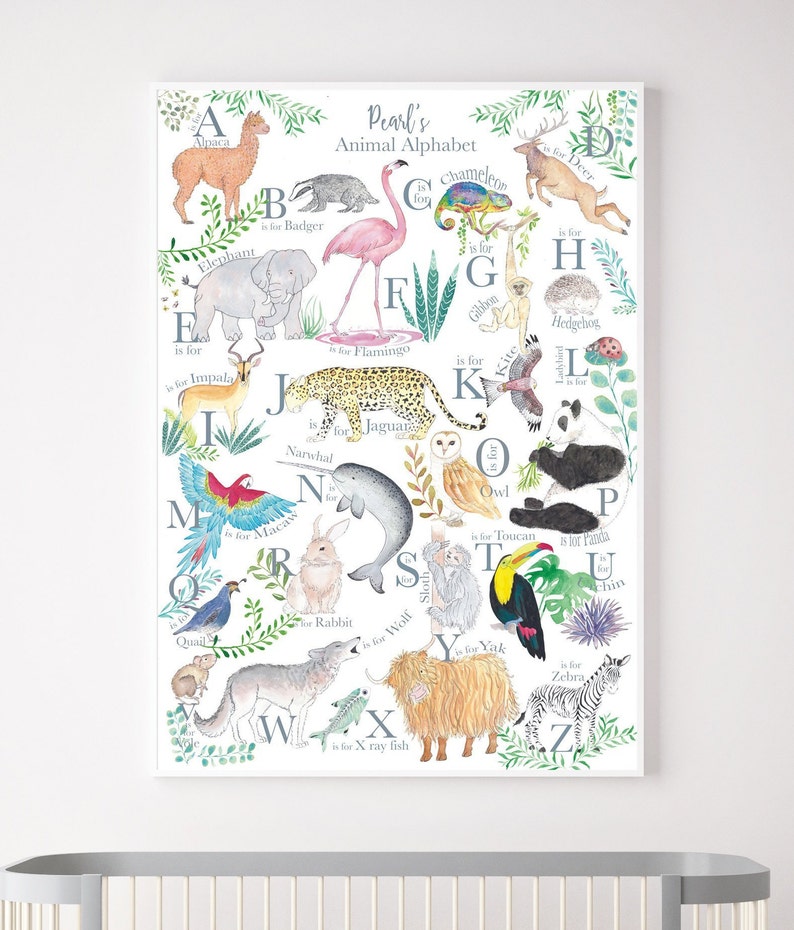 Animal Alphabet Poster. Watercolour art print. ABC. Alphabet | Etsy