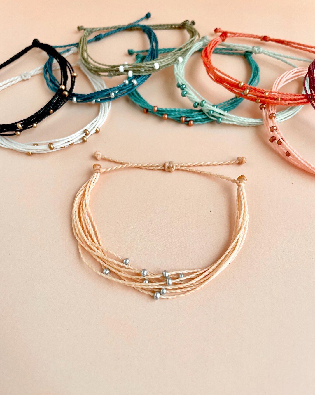 String Bracelet With Beads Surfer Bead Bracelet for Women Beachy Boho ...