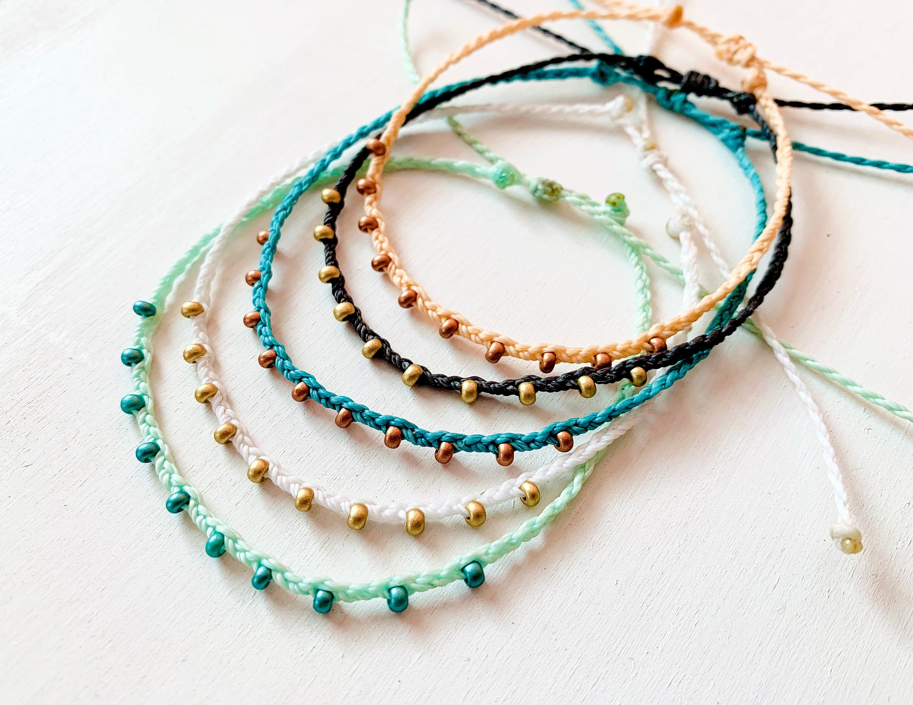 Adjustable Pura Vida Style Anklet Braided Anklet Beaded | Etsy