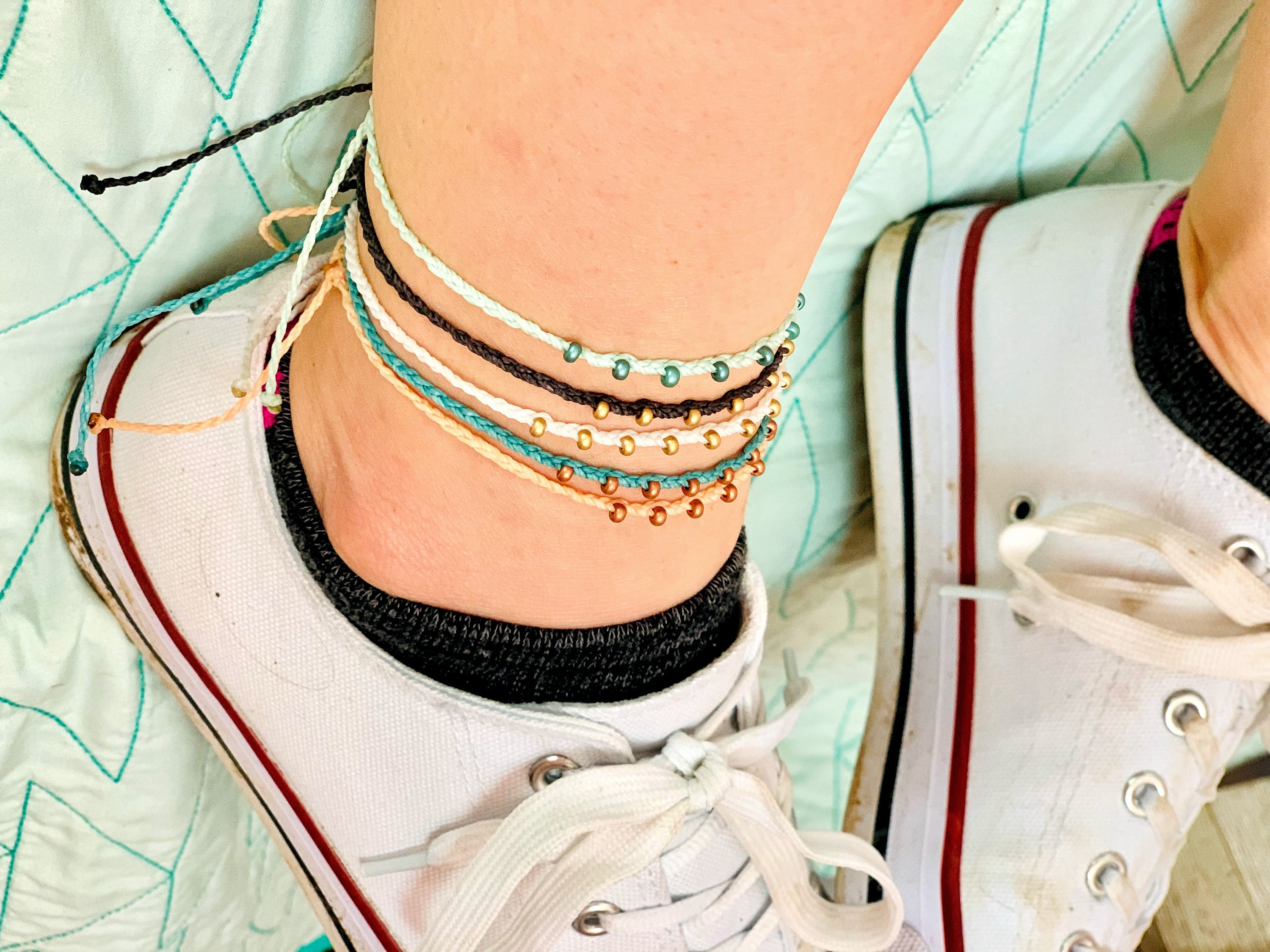 Adjustable Pura Vida Style Anklet Braided Anklet Beaded | Etsy