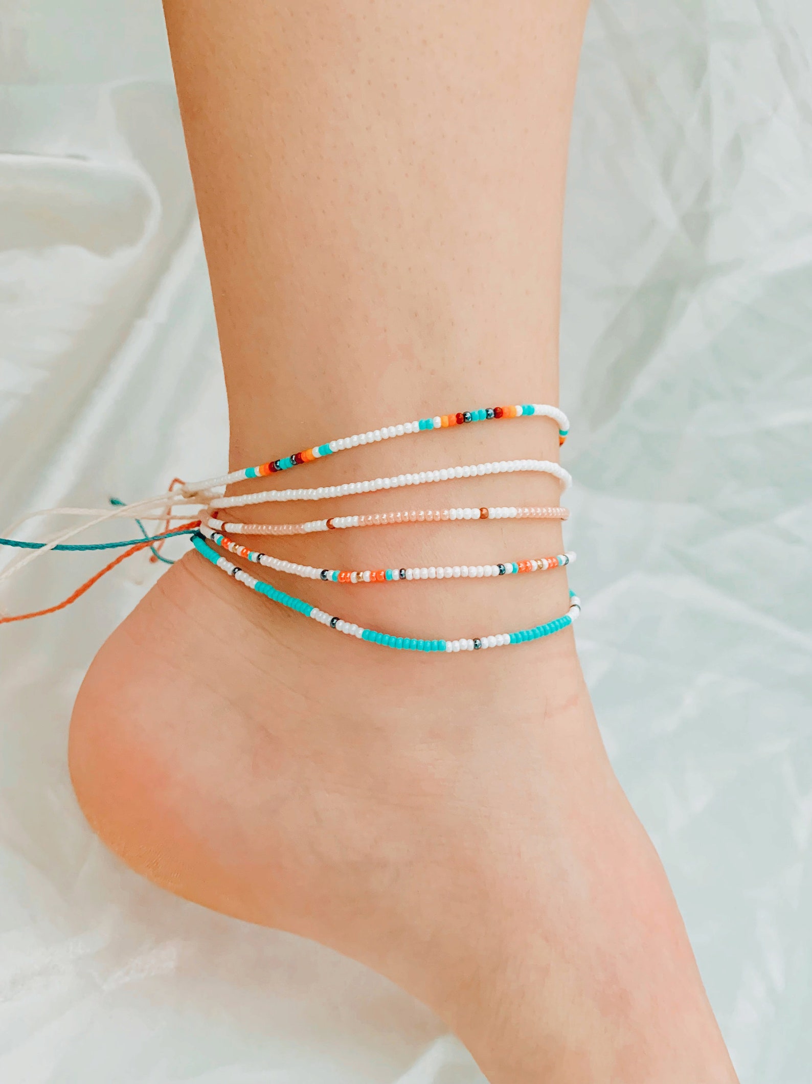 Beaded Anklet Adjustable Anklet Waterproof Anklet Seed Bead - Etsy
