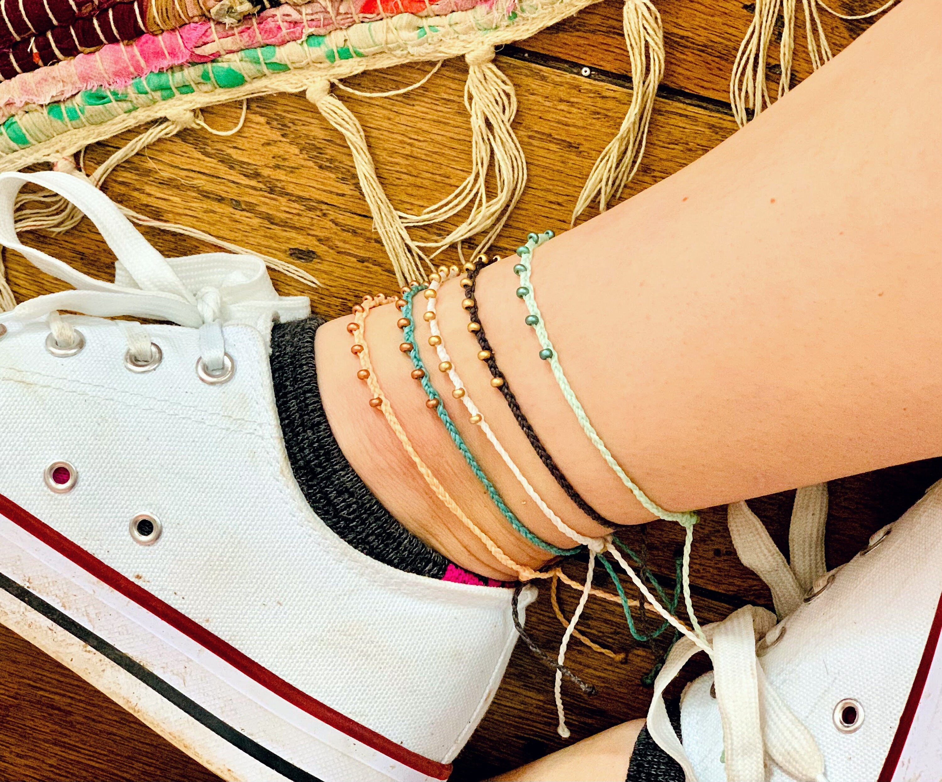 Adjustable Pura Vida Style Anklet Braided Anklet Beaded | Etsy