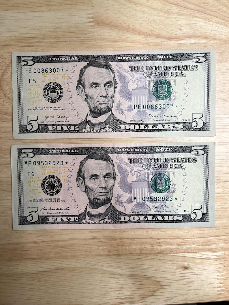 Five Dollar Star Note - Etsy