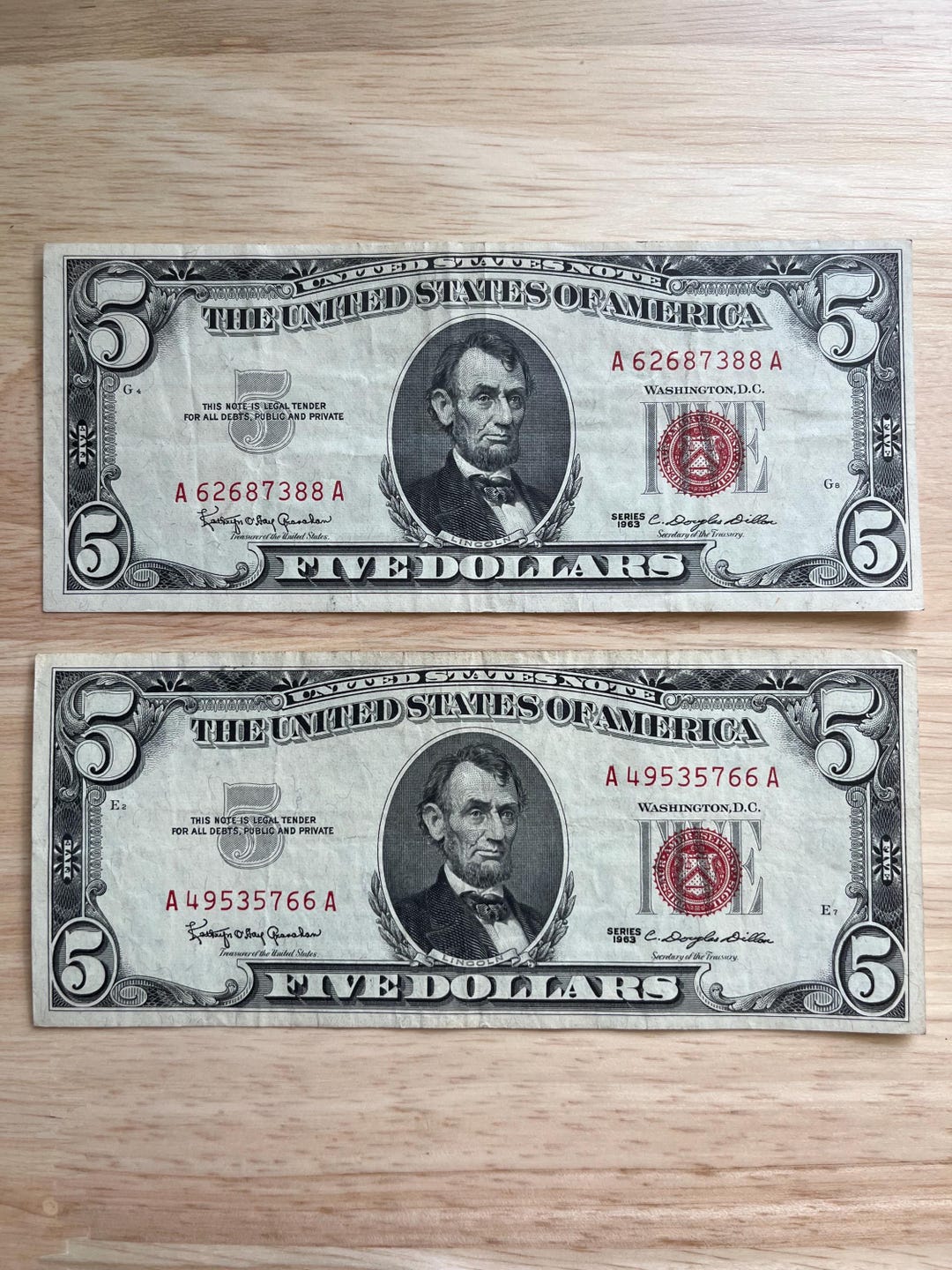 Red Seal Five Dollar Bill - Etsy