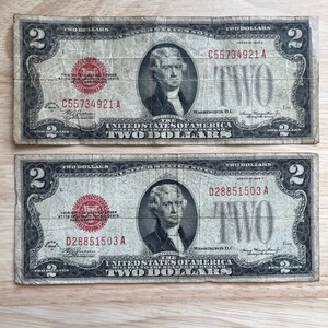 Red Seal Two Dollar Bill - Etsy