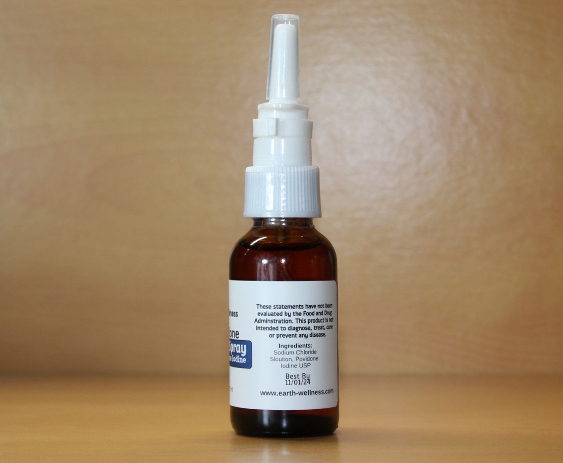 Povidone Iodine and Saline Nasal Spray, Size 1 Oz, Amber Glass Bottle ...