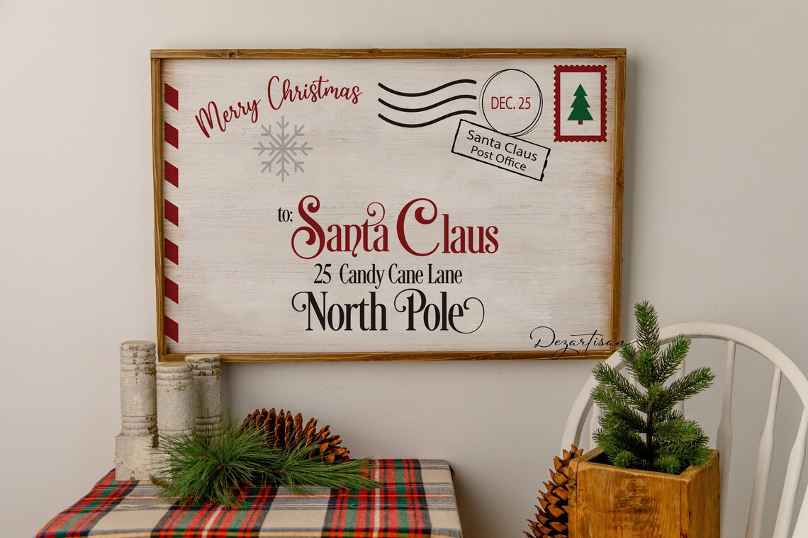 Santa Claus North Pole Postcard SVG or Santa Mail PNG Design - Etsy