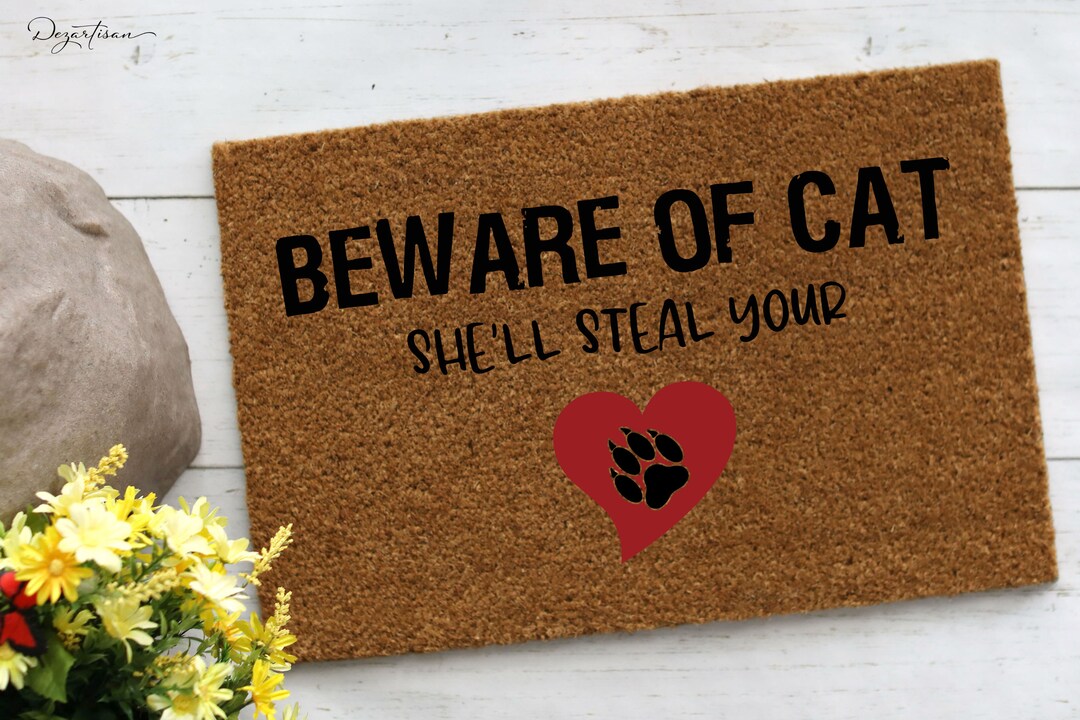 Beware Cat Steal Your Heart Paw Print SVG - Cricut, Silhouette (digital ...
