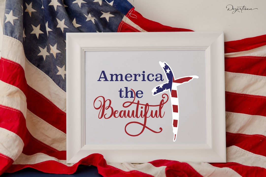 America the Beautiful USA Flag Cross SVG Digital Design Cut File for ...