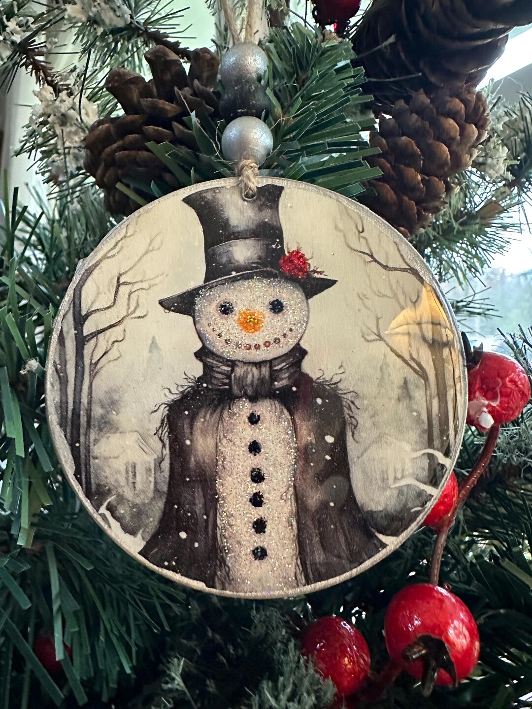 Gothic Snowman Warm Winter Wishes Christmas Ornament - Etsy