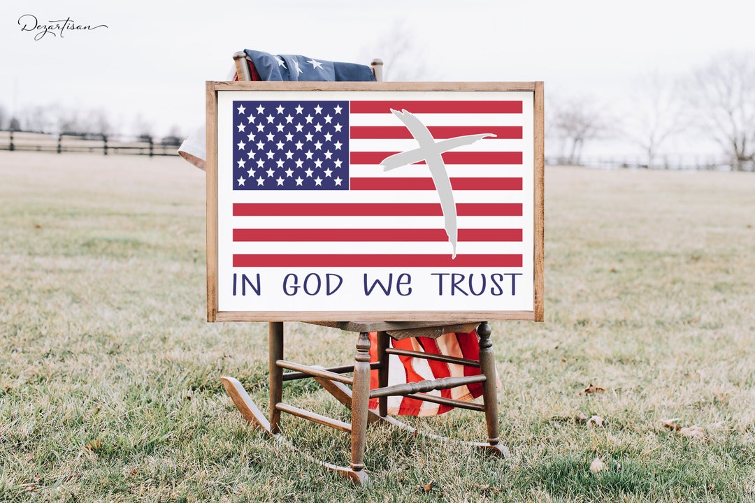 American Flag in God We Trust Cross SVG Digital Design Cut File for ...