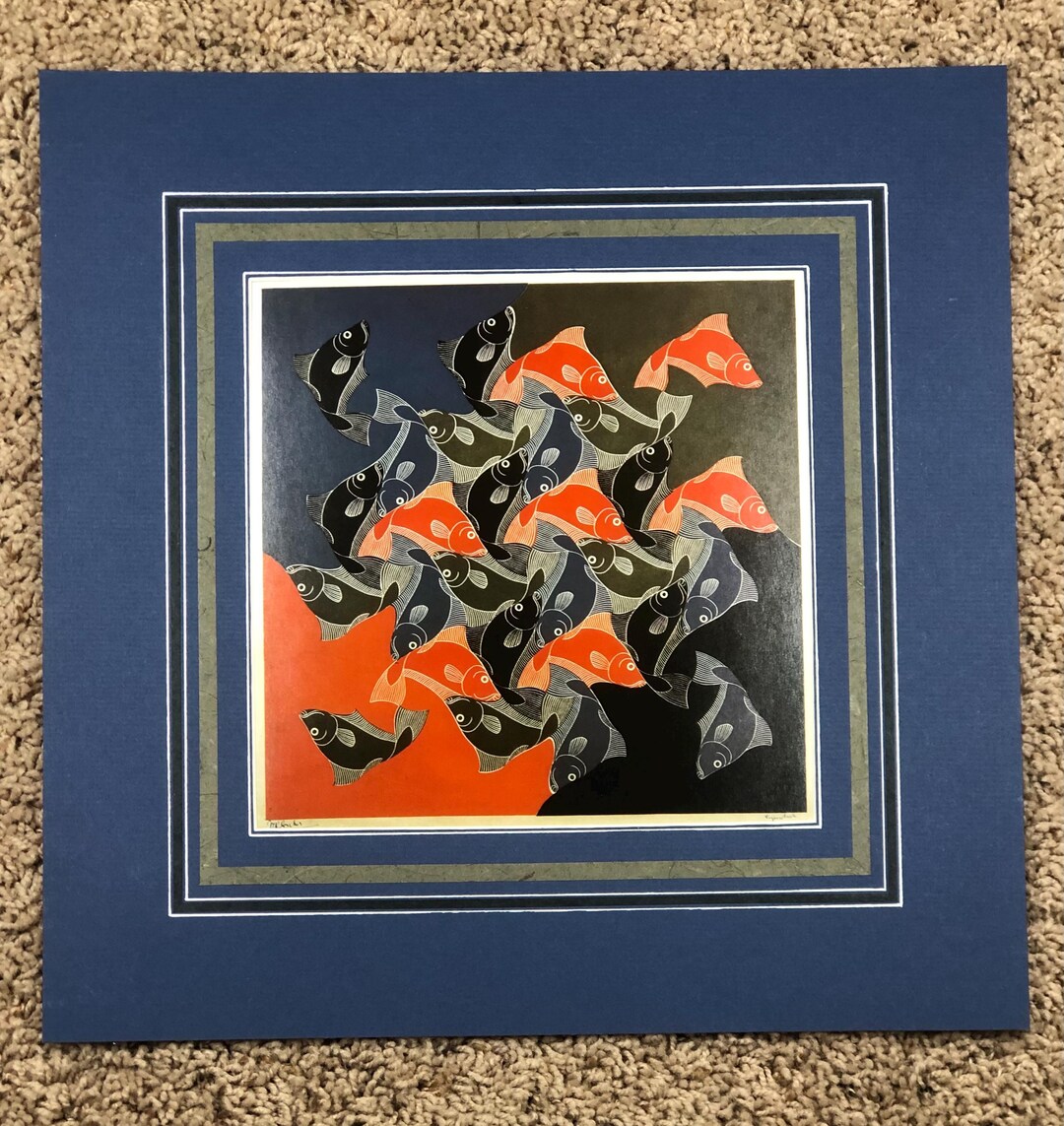M.C. Escher Fish Print, Custom Matted Wall Art - Etsy