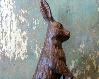 Brown Cast Iron Holiday Easter Rabbit Bunny Traditional Statue - Etsy