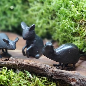 Cast Iron Metal Set/3 Mice Mouse Rodent Figurine Statue Home Garden ...