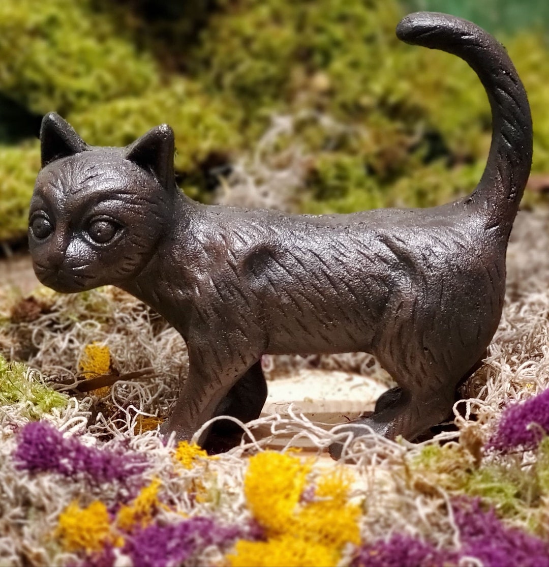 Cast Iron Standing Cat | Metal Cat Art | Crazy Cat Lady | Cat Lovers ...