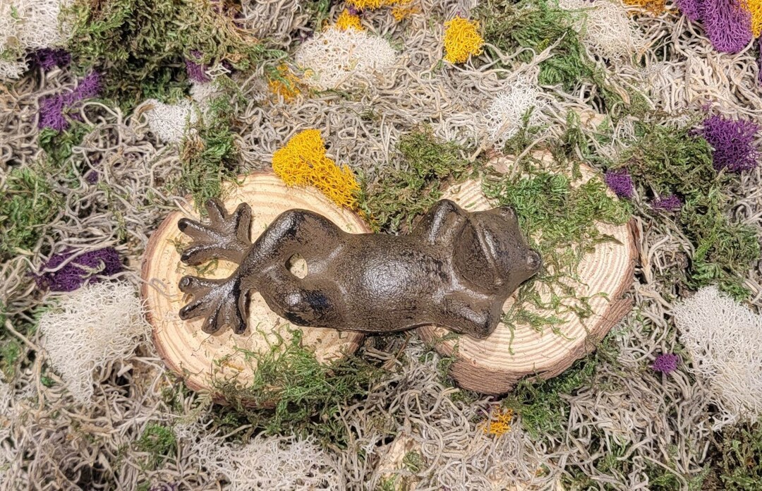 Cast Iron Lounging Frog-garden Decor-home Decor-metal Frog - Etsy