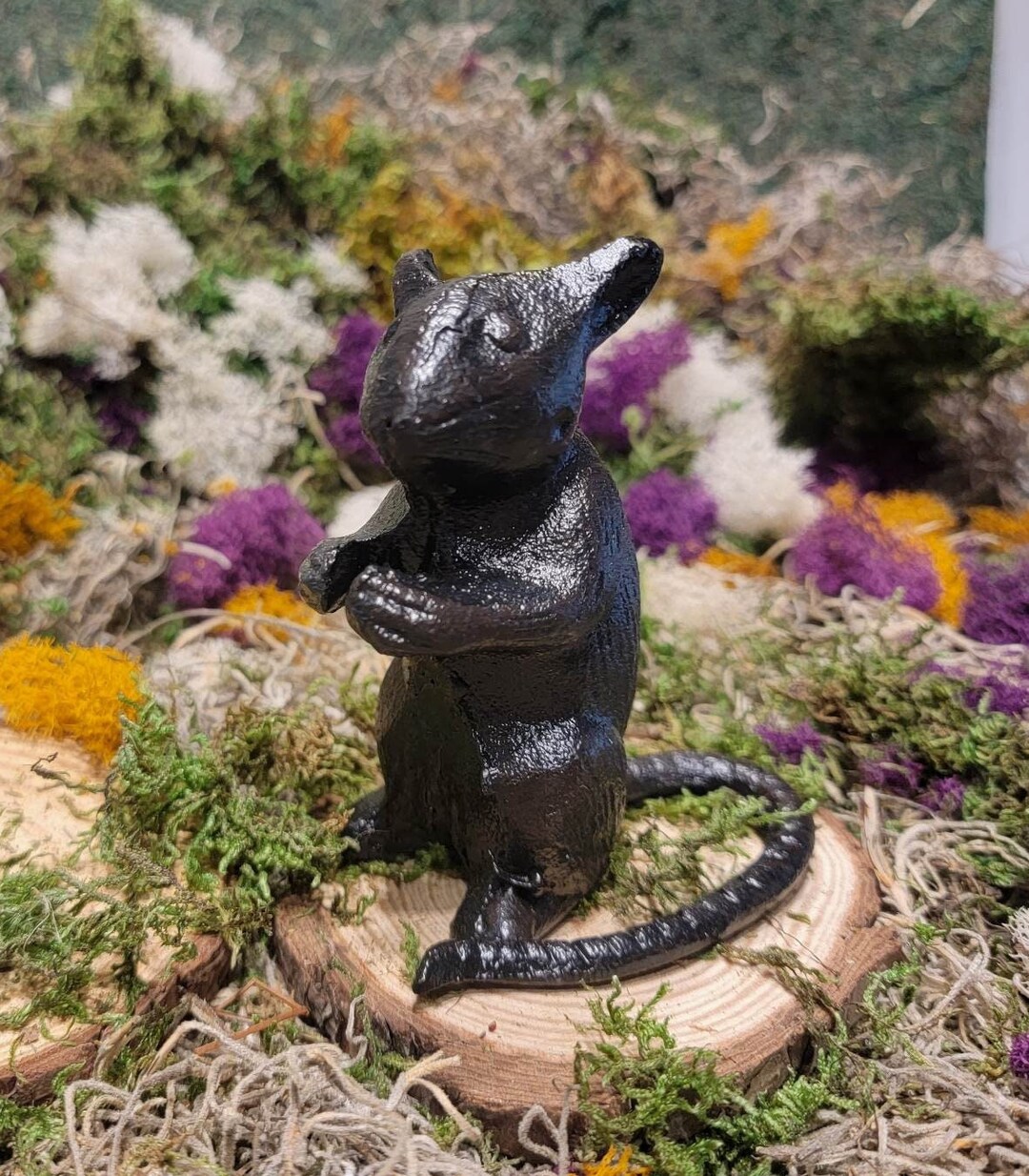 Cast Iron Metal Standing Rat- Mouse Rodent Figurine Statue Home Garden ...