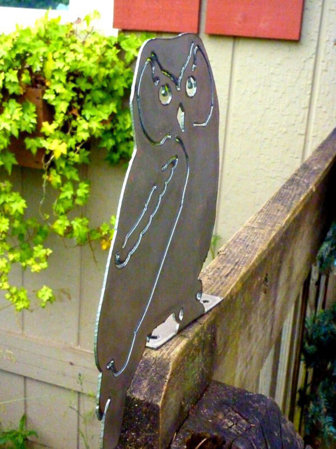 Cut Metal Rusty post owl Bird Garden Home Yard Outdoor Lawn | Etsy