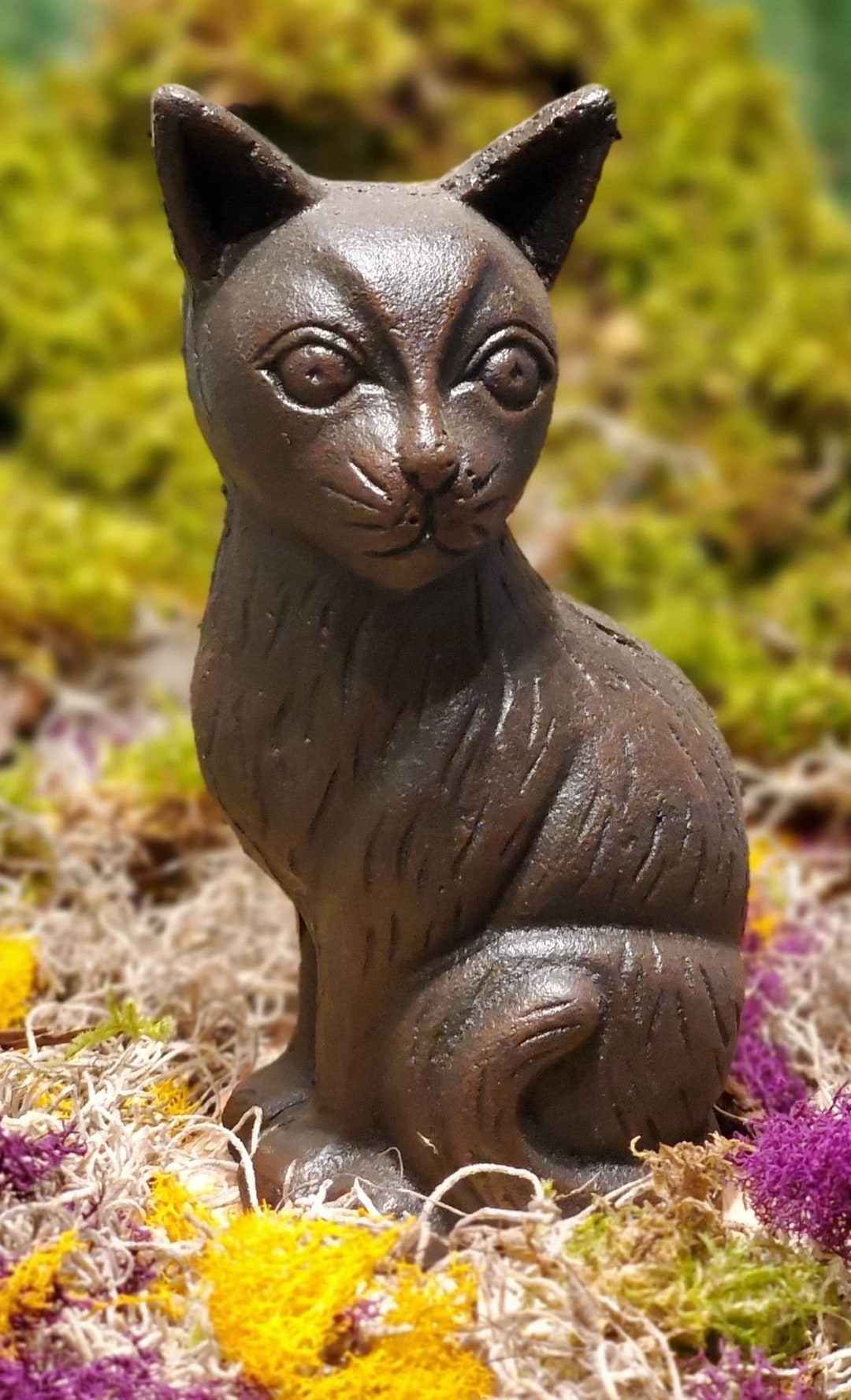 Cast Iron Sitting Cat | Metal Cat Art | Crazy Cat Lady | Cat Lovers ...