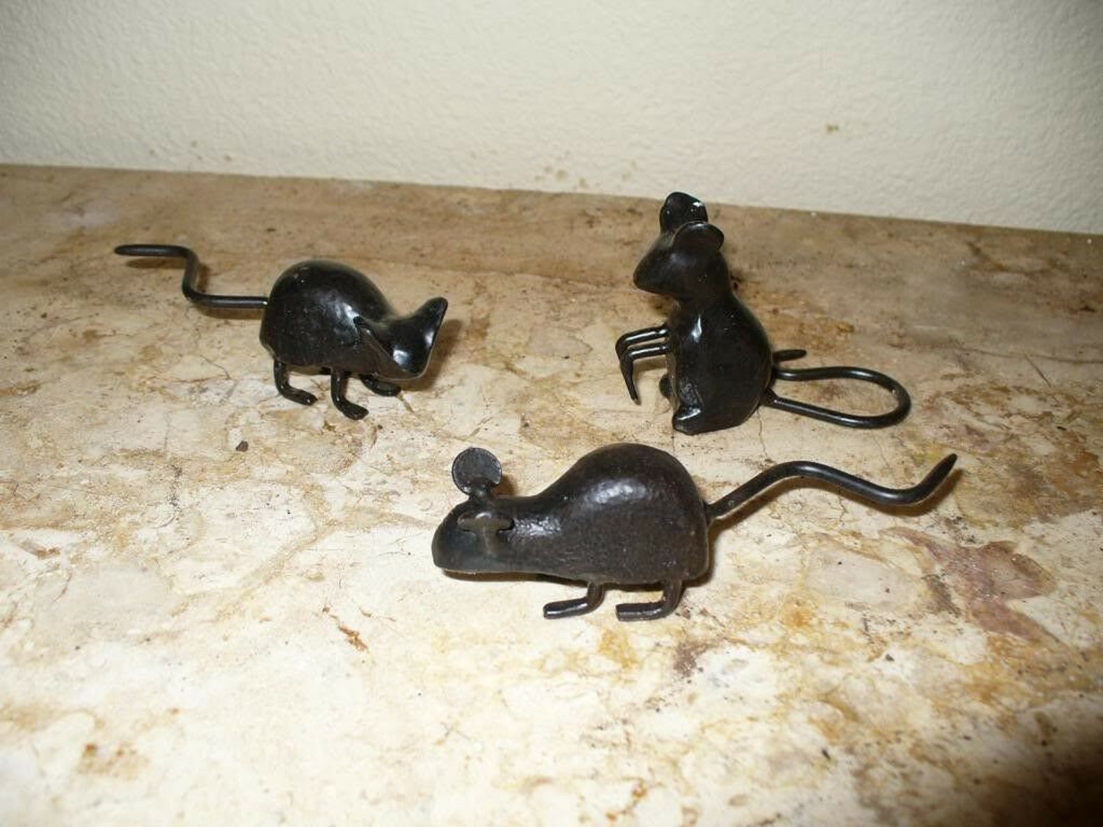 Cast Iron Metal Set/3 Mice Mouse Rodent Figurine Statue Home Garden ...