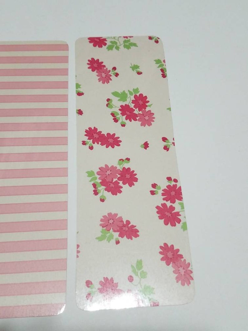Floral Laminated Bookmark Lot 3 Pink 6"x2" Stripes - Etsy