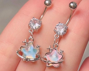 Little Star Baby Belly Button Ring 2000s Y2K Sparkly Body Jewelry Silver Gold Navel Piercing ...