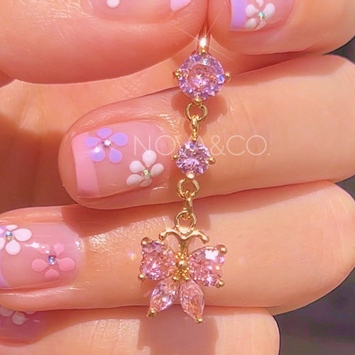 Sparkly Purple Bow Aesthetic Belly Button Ring Bratz Y2k - Etsy