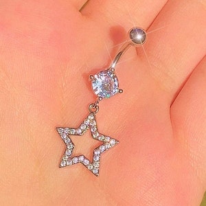 Y2K Star Dangle Belly Button Ring 2000s Sparkly Body Jewelry - Etsy