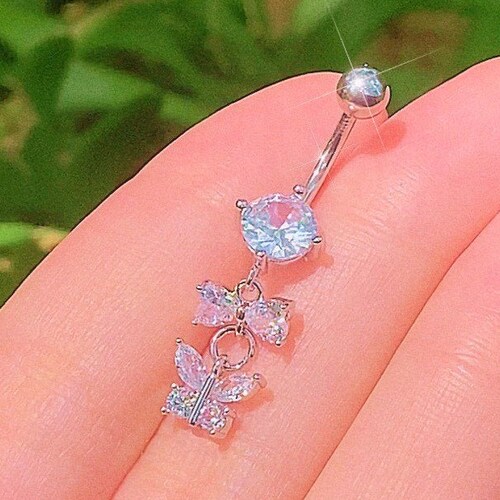Sparkly Purple Bow Aesthetic Belly Button Ring Bratz Y2k - Etsy