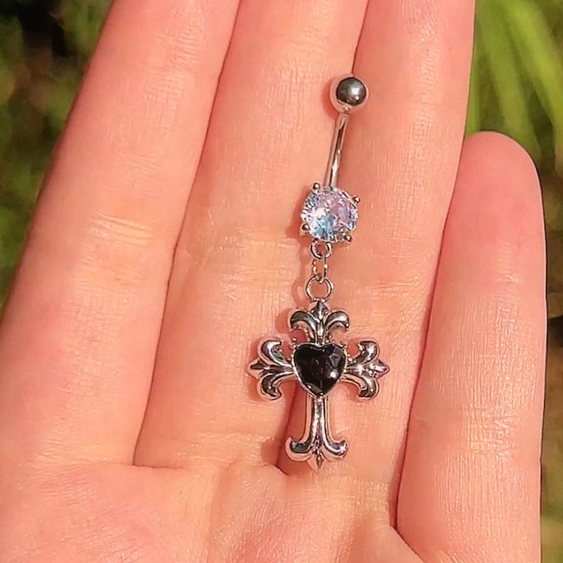 Cross Navel Ring - Etsy