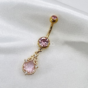 Gold Dangly Belly Button Piercing, Elegant Navel Jewelry Piercing, Cute Drop Belly Button Rings ...