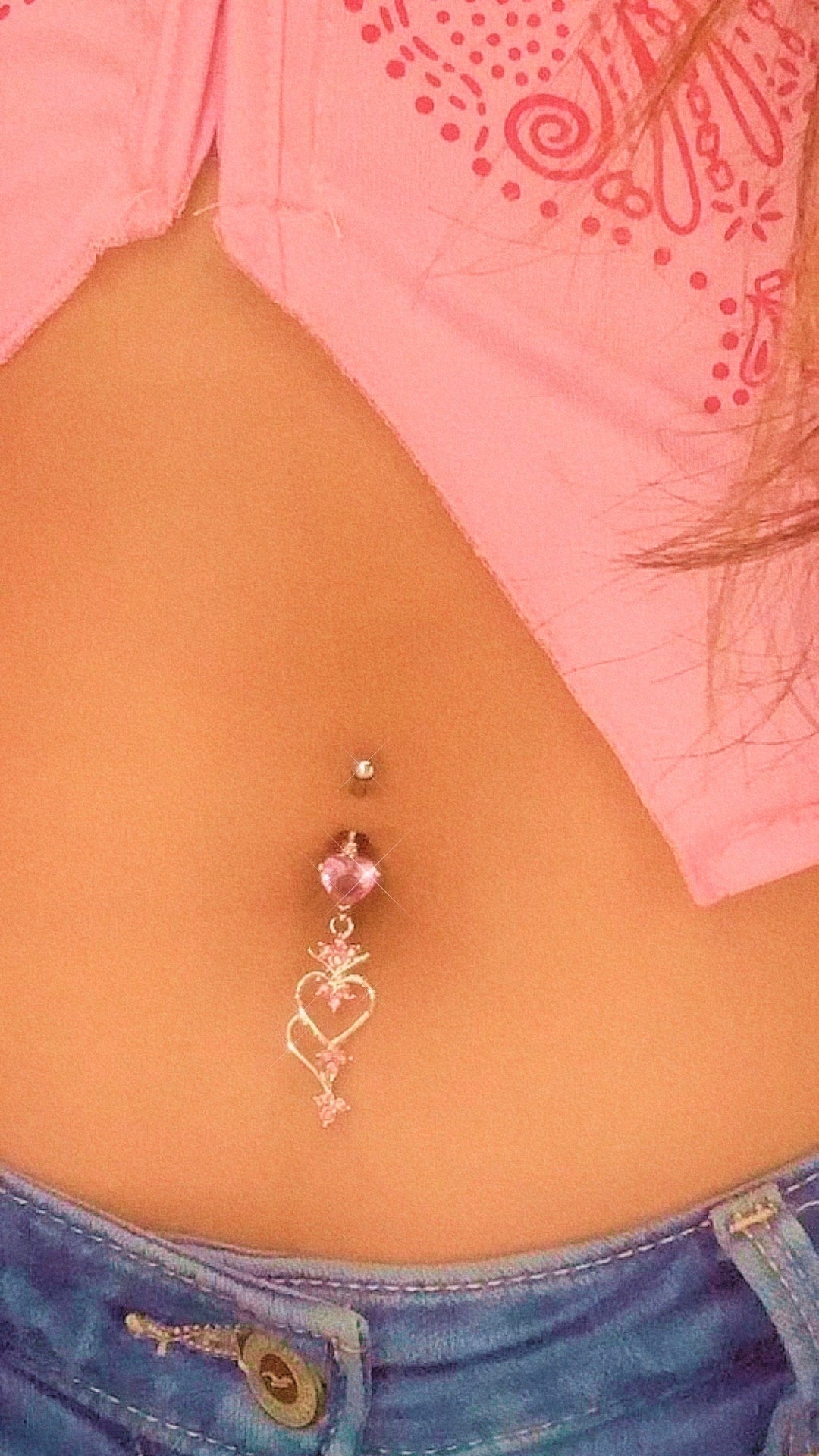 Finley Heart Belly Button Ring Bratz Y2k 2000s Aesthetic Body Jewelry Surgical Steel Navel