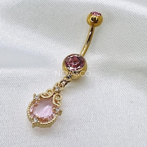 Gold Dangly Belly Button Piercing, Elegant Navel Jewelry Piercing, Cute Drop Belly Button Rings ...