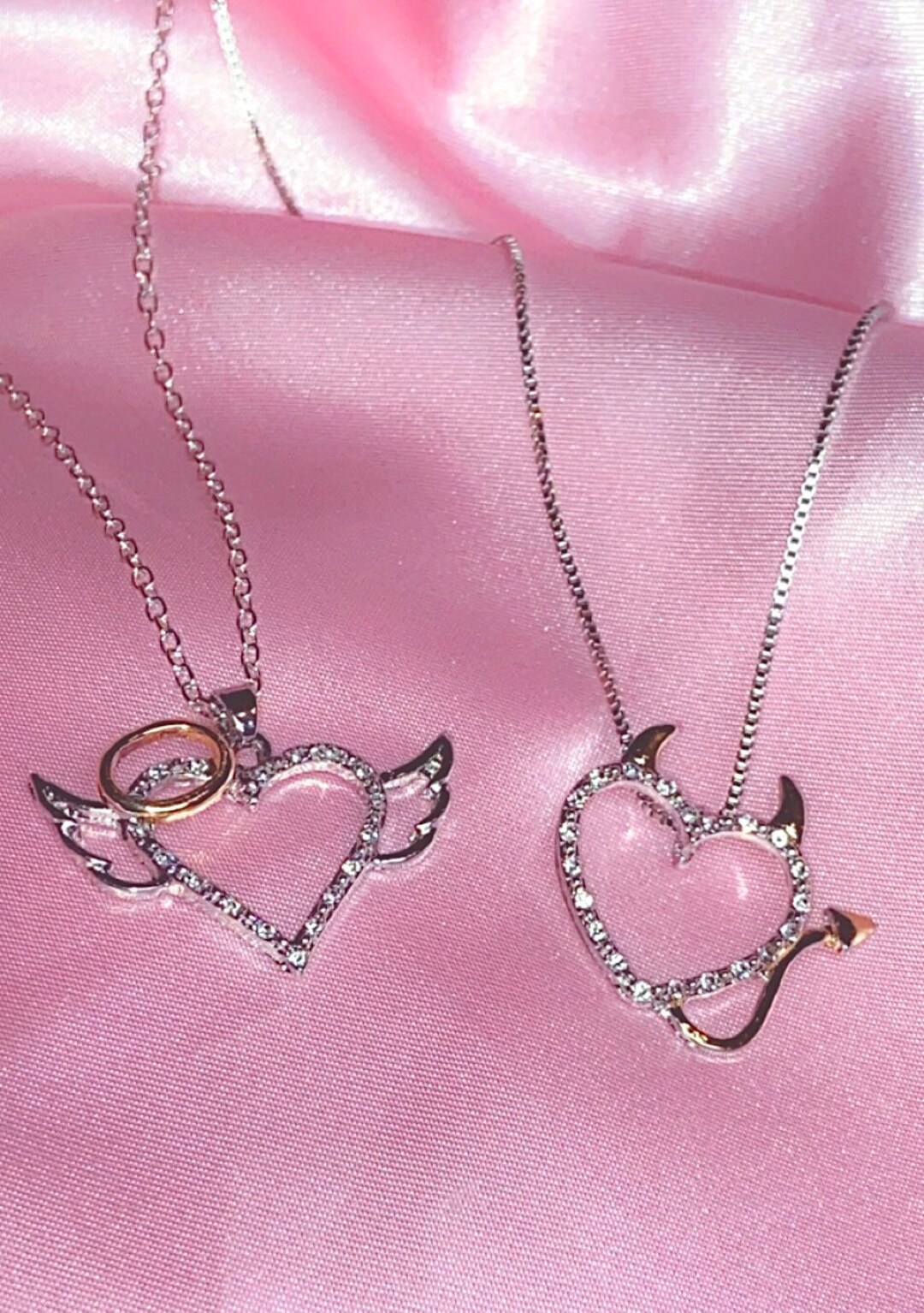 Y2K Angel Devil Heart Necklace | Best Friend Matching Egirl Grunge Brat ...