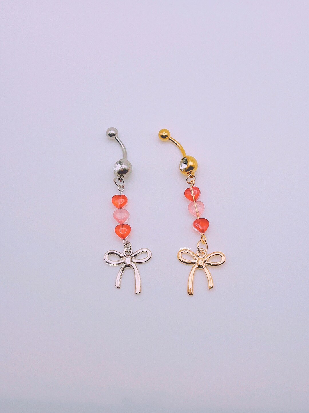 Long Dangle 3 Heart Belly Button Ring Handmade Body Jewelry, Navel ...