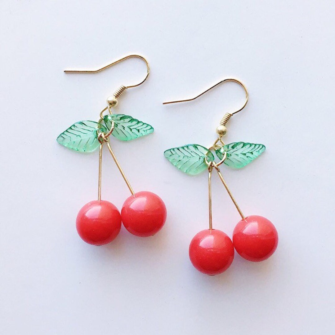 90s Babe Classic Cherry Drop Earrings Aesthetic Cute Fruit - Etsy