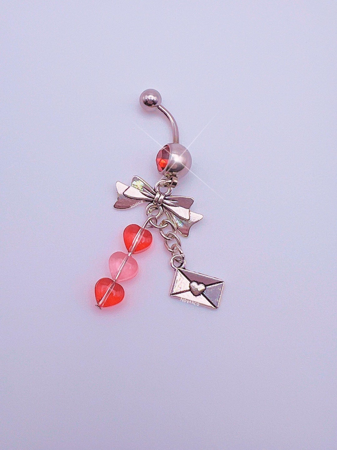 Love Letters Heart Belly Button Ring Handmade Body Jewelry, Navel ...