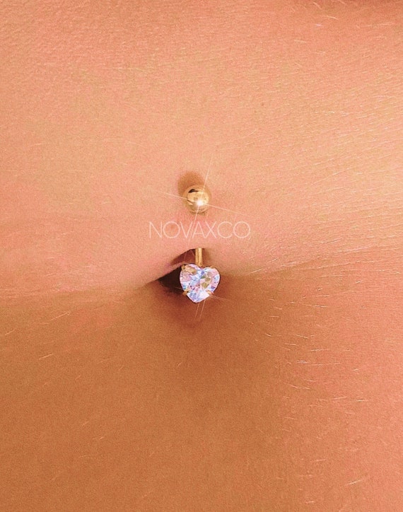 Cool White Devil Heart Navel Piercing Ombligo Navel Ring Pink Zircon