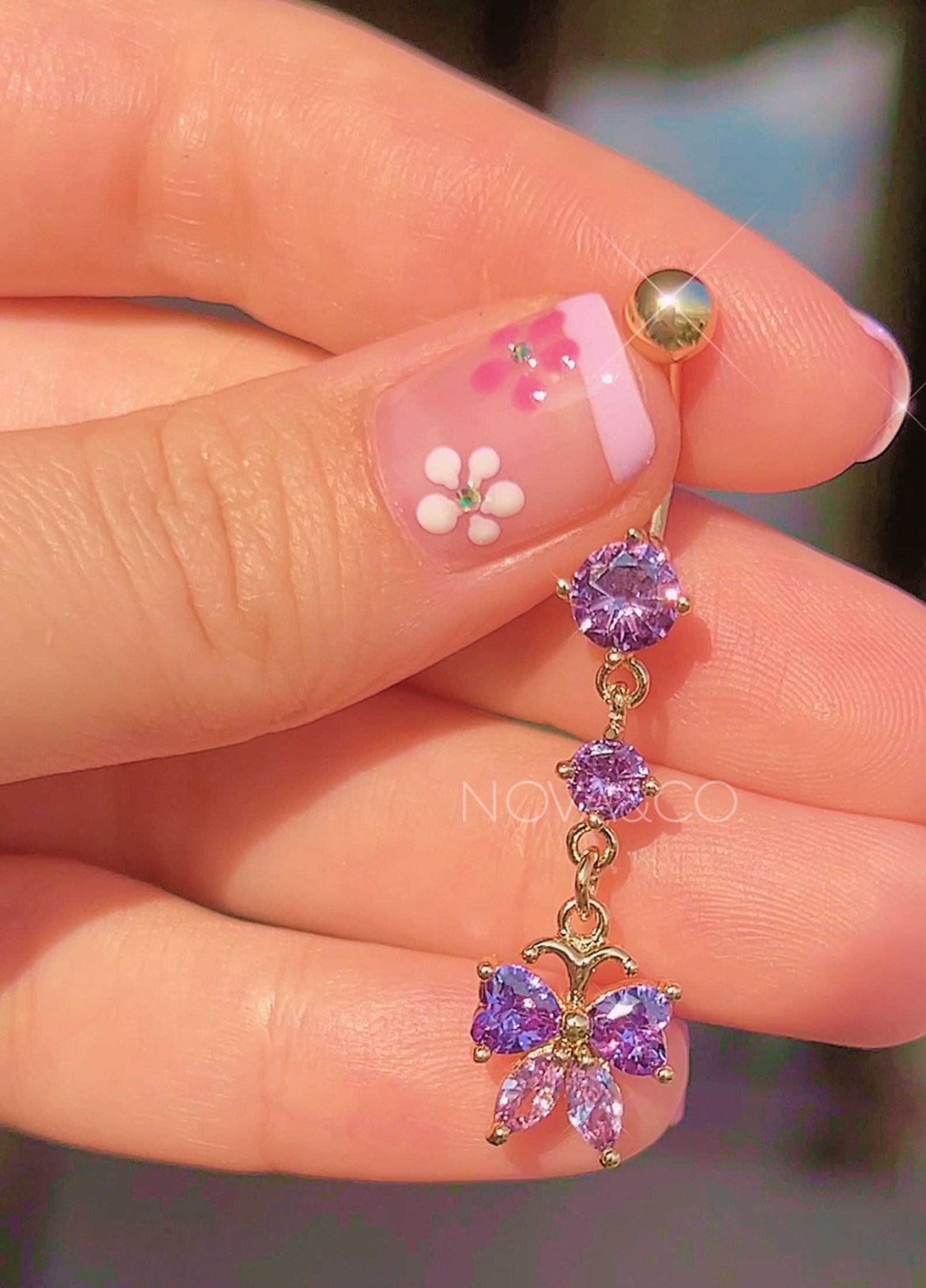 Sparkly Purple Bow Aesthetic Belly Button Ring Bratz Y2k - Etsy