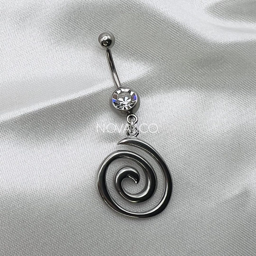 Spiral Swirl Belly Button Ring | Dangle Y2K Beach Boho Navel Piercing ...