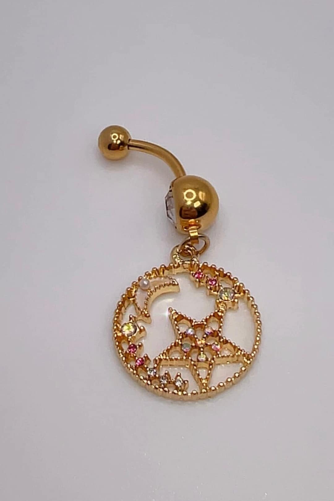 Gold Moon Star Belly Button Ring Dainty Delicate Belly Ring, Sailor ...