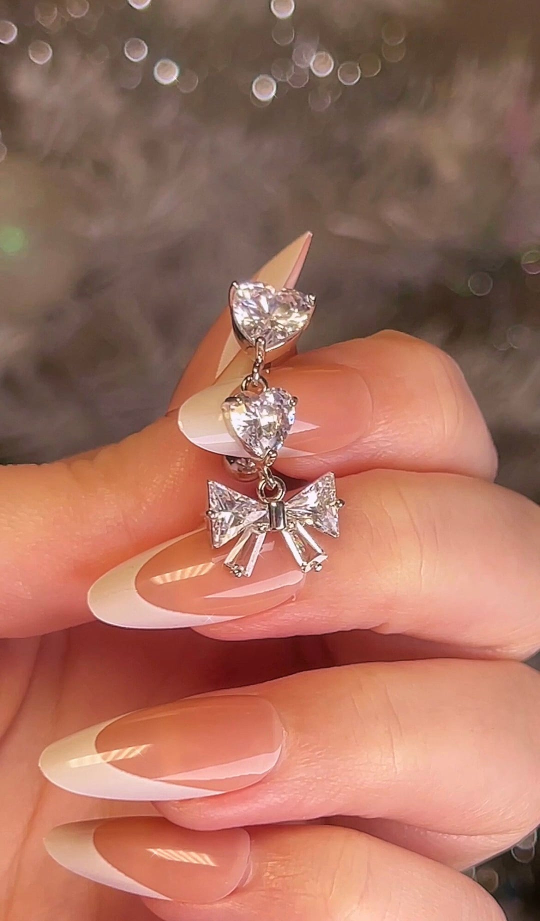 Top Down Bow & Heart Belly Button Ring | Coquette Cute Silver Gold ...