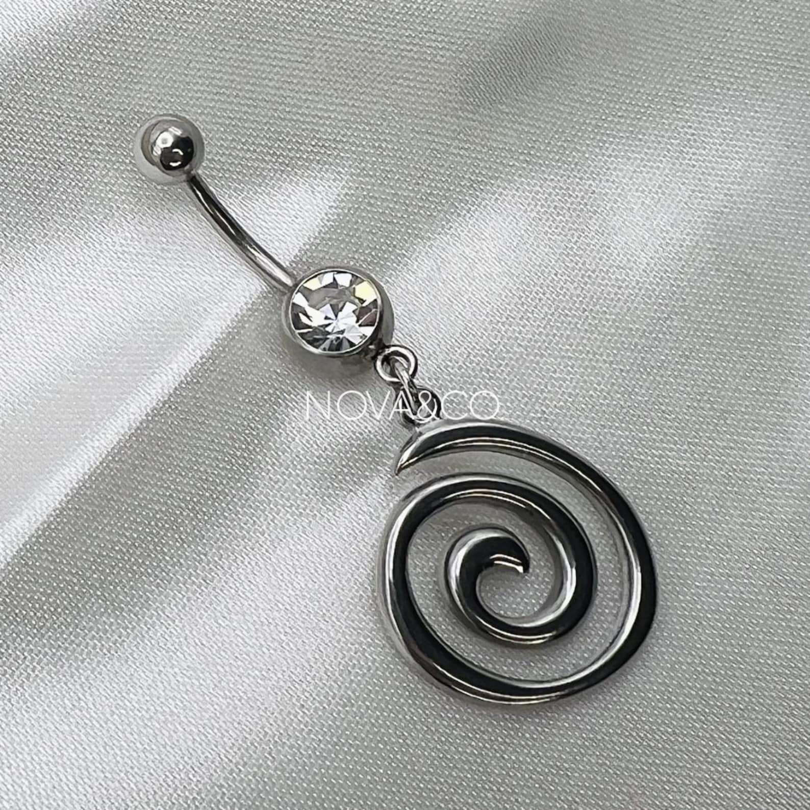Spiral Swirl Belly Button Ring | Dangle Y2K Beach Boho Navel Piercing ...