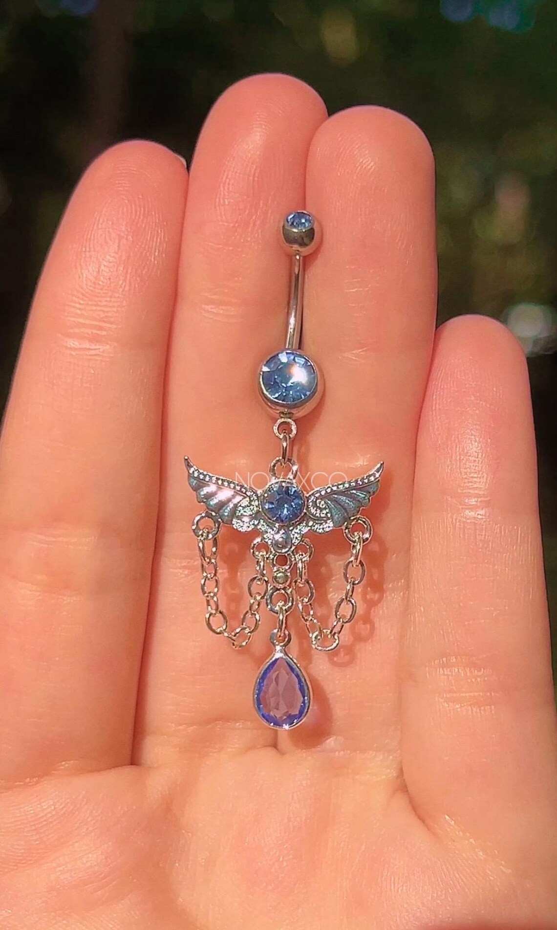 Sparkly Angel Dangle Belly Ring | Handmade Y2K Angelic Long Dangly ...