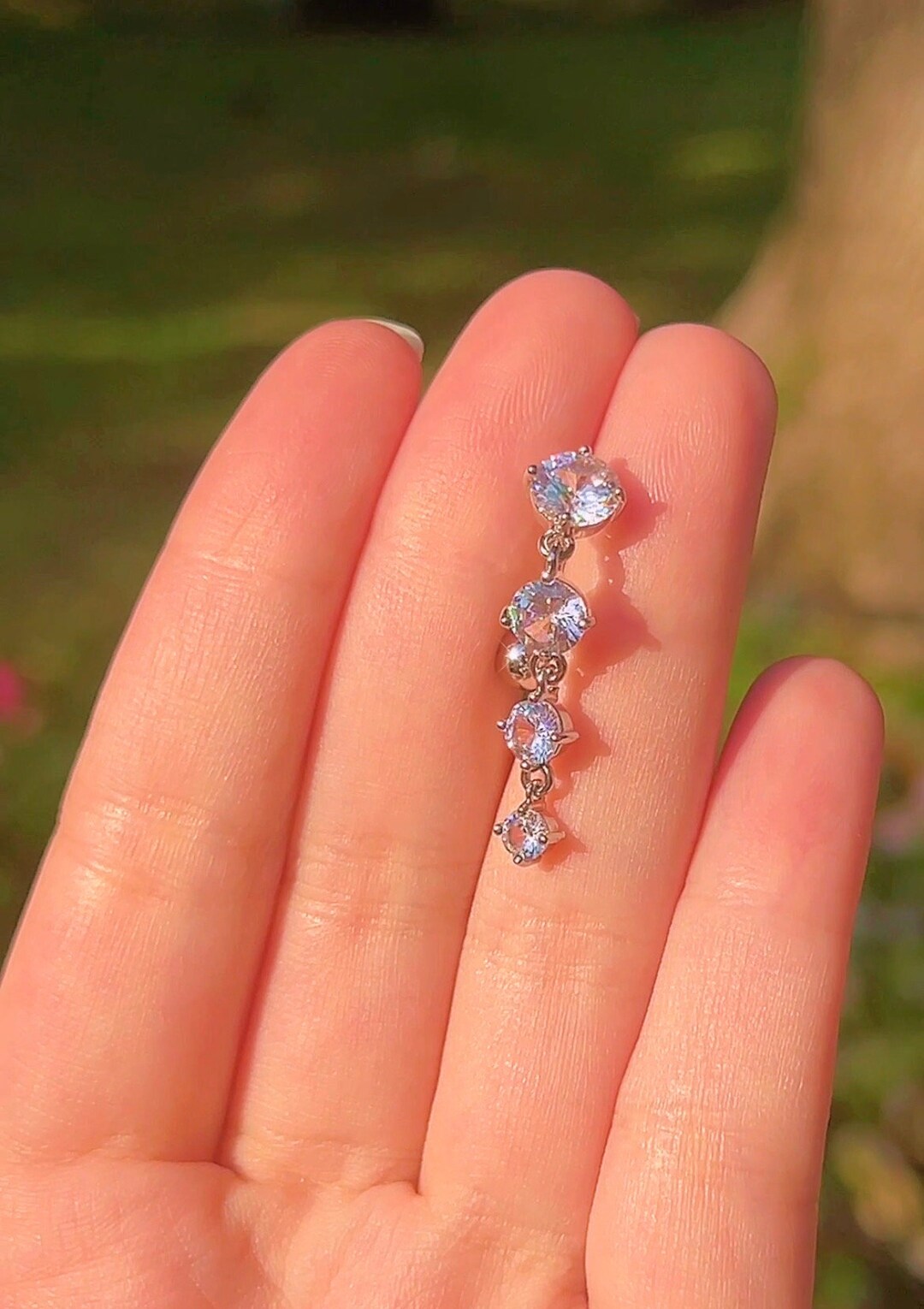 Silver Top Down Belly Ring | Floating Rings Dainty Body Jewelry ...