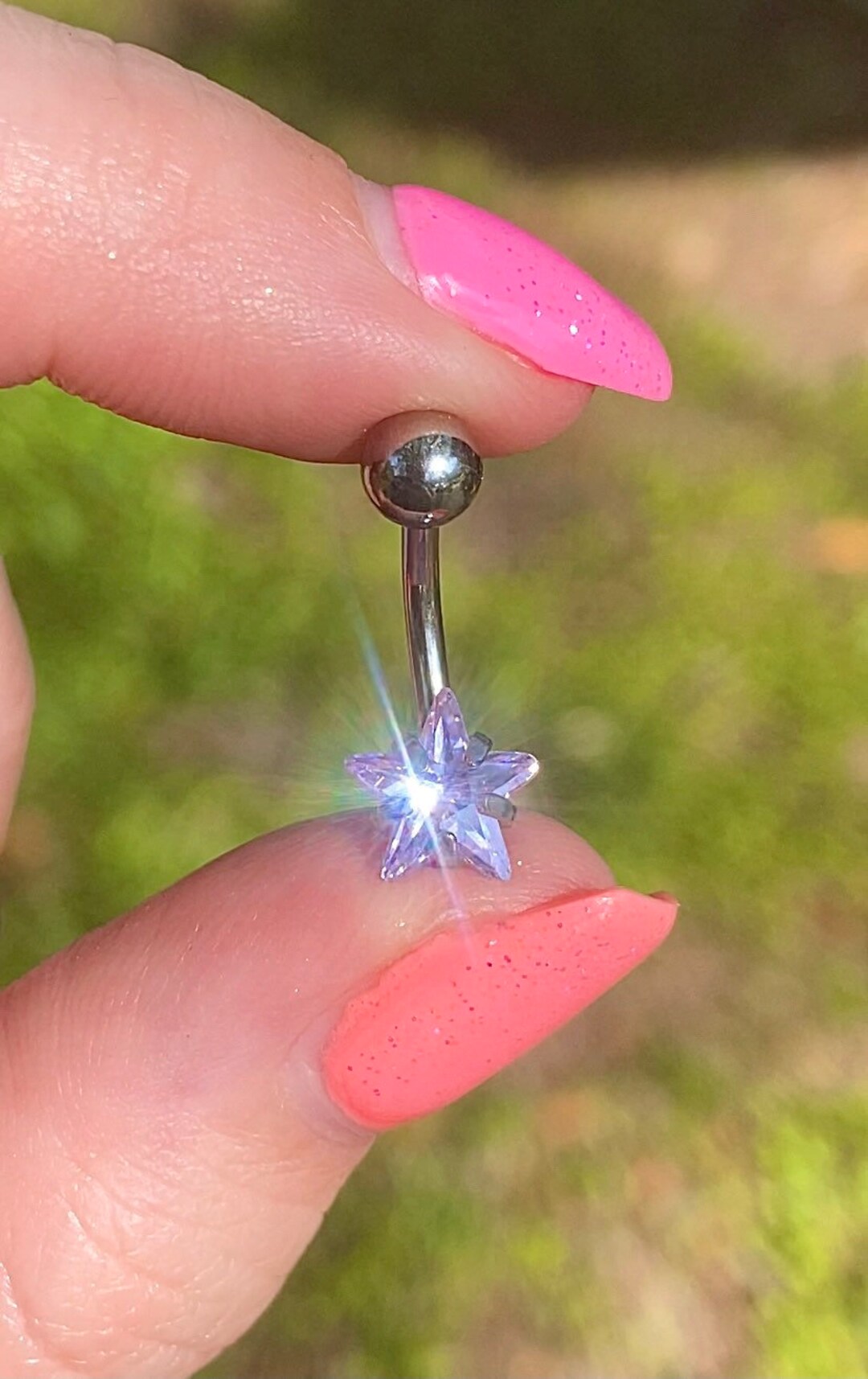 Tiny Star Belly Button Ring - Body Jewelry - Opal Opalescent Pink ...